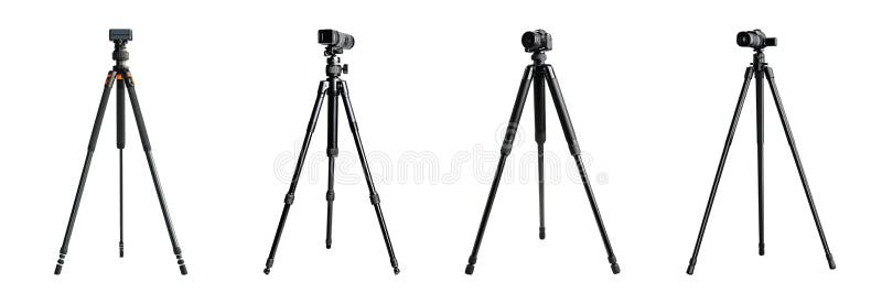 Pack of PNG DSLR Camera on Long Tripod Stand on Transparent Background ...