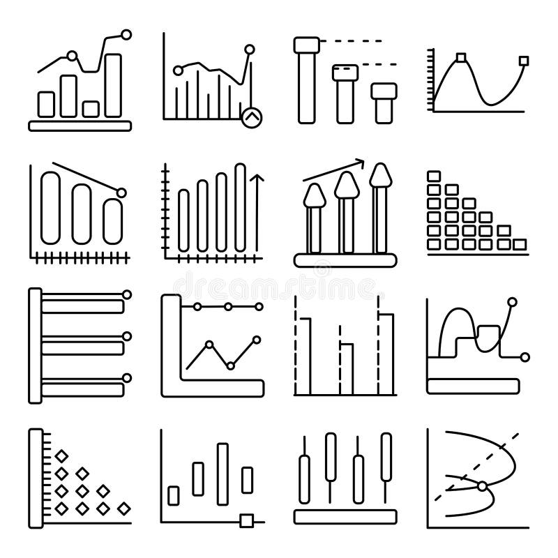 Pack of Polyline Chart Linear Icons Stock Vector - Illustration of ...