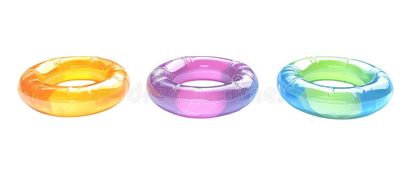 Pack of Pool Ring Set Against Transparent Background for Summer ...