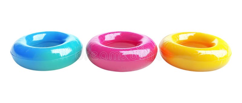 Pack of Pool Ring Set Against Transparent Background for Summer ...