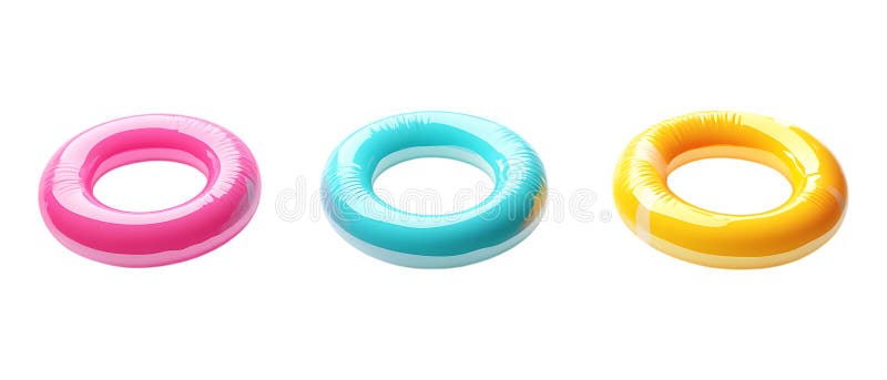 Pack of Pool Ring Set Against Transparent Background for Summer ...