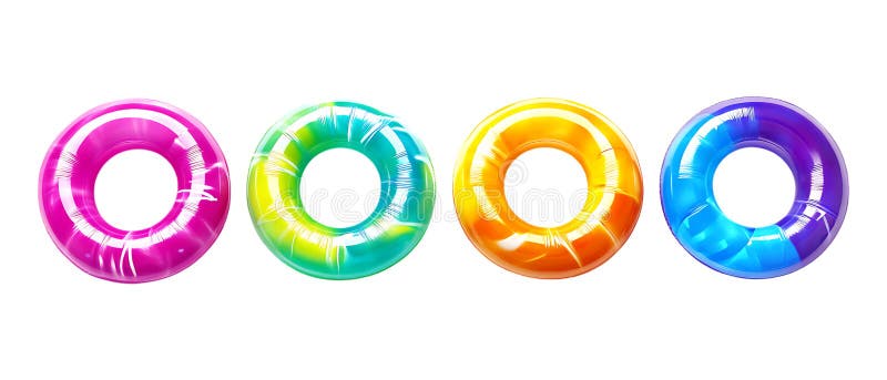 Pack of Pool Ring Set Against Transparent Background for Summer ...