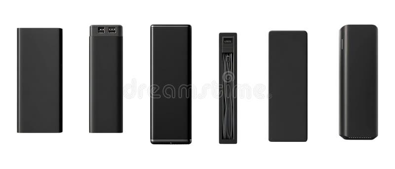 Pack of Portable Charger Set Against Transparent Background for ...