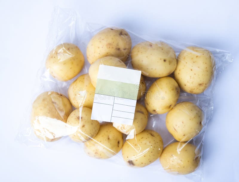 Pack of Potatoes Isolated on White with Empty Label. Mock Up Stock ...