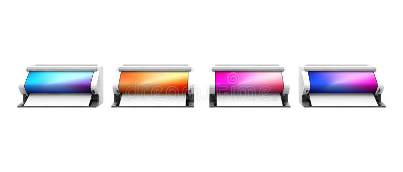Pack of Printer Set Against Transparent Background for Office, Home, or ...