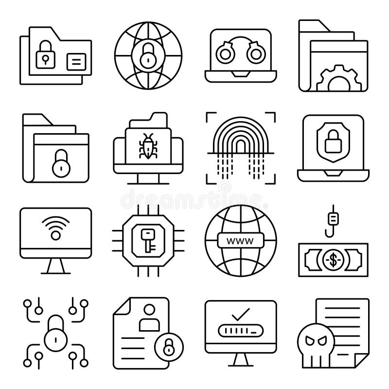 Pack of Protection Linear Icons Stock Vector - Illustration of ...