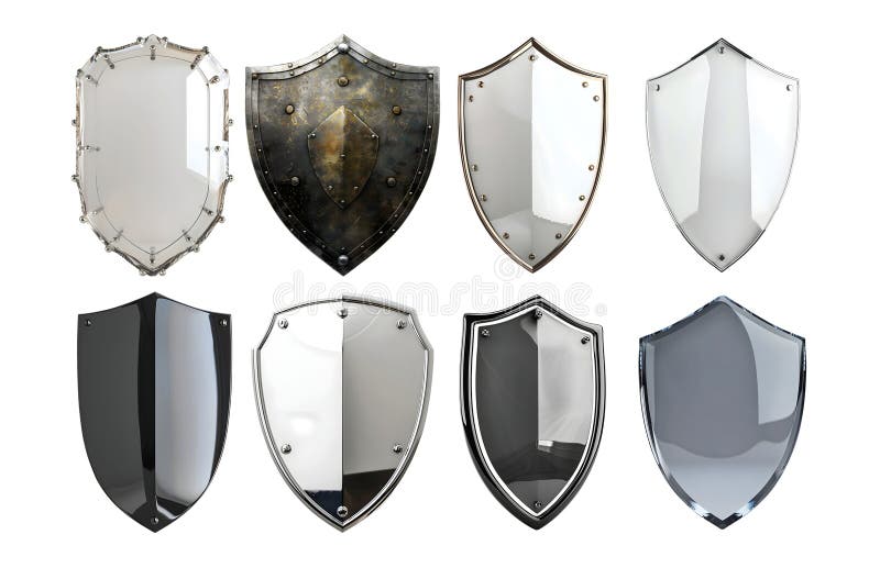 Pack of Protection Shield on Transparent Background Stock Illustration ...