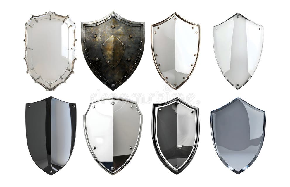 Pack of Protection Shield on Transparent Background Stock Illustration ...