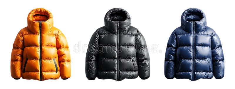 Pack of Puffer Jacket on Transparent Background Stock Illustration ...