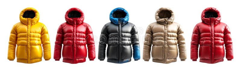 Pack of Puffer Jacket on Transparent Background Stock Illustration ...