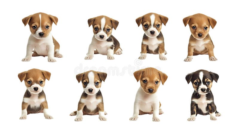 Pack of Puppy Illustrations in Various Colors and Markings on ...