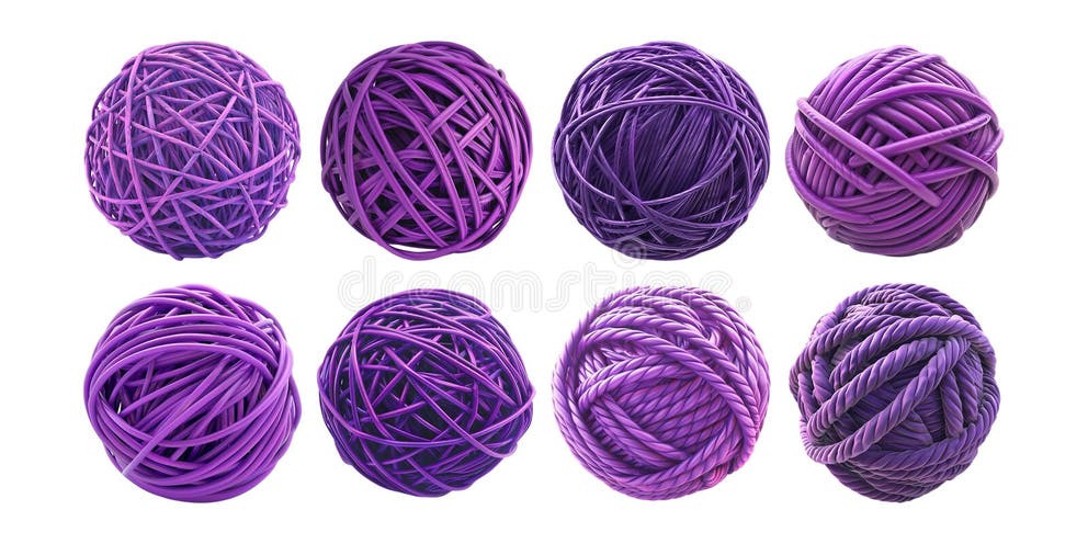 Pack of Purple Thread Ball Round on Transparent Background Stock ...