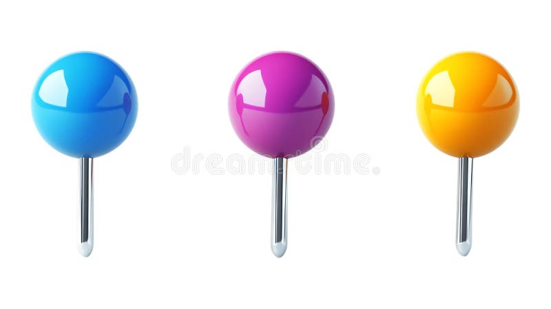 Pack of Push Pin Set Against Transparent Background for Office Branding ...