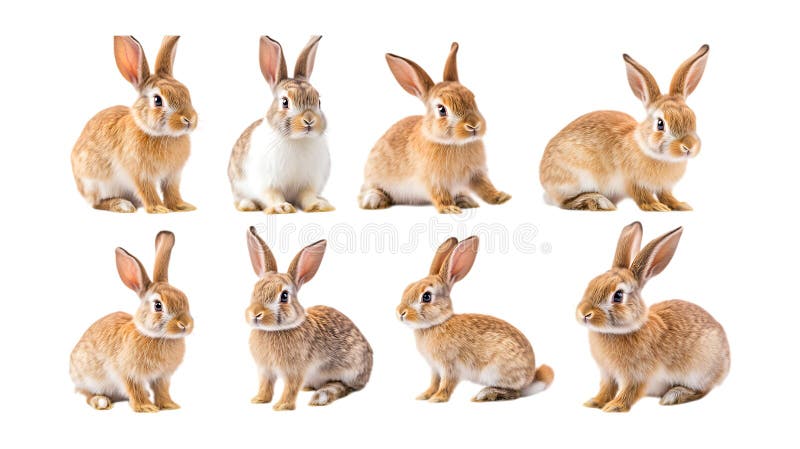 Pack of Rabbit on Transparent Background Stock Illustration ...