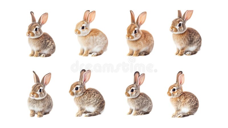 Pack of Rabbit on Transparent Background Stock Illustration ...
