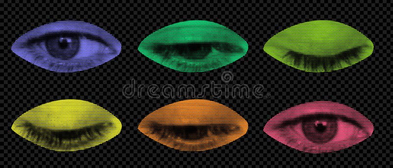 A Pack of Rainbow Eyes Cut Out As If from a Magazine. an Isolated Look ...