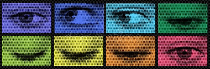 A Pack of Rainbow Eyes Cut Out As If from a Magazine. an Isolated Look ...