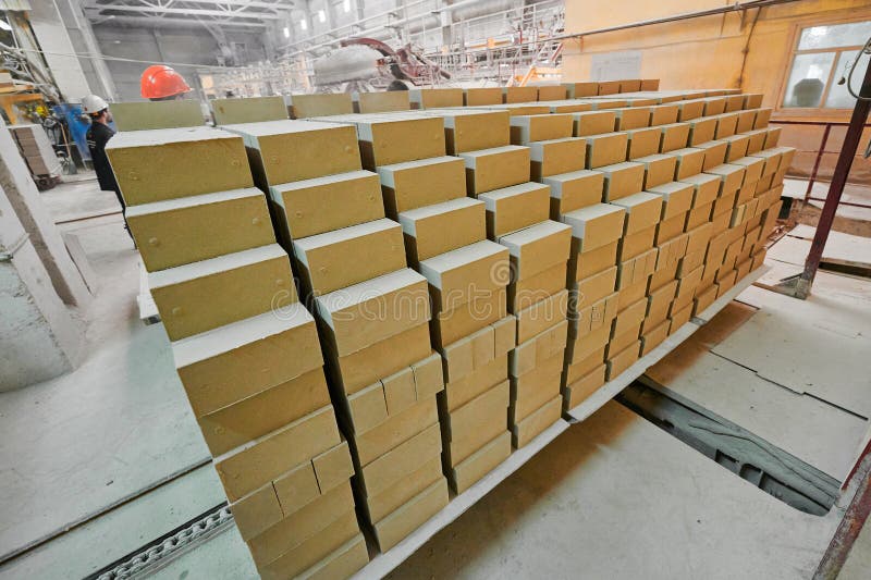 Pack of Raw Bricks Prepared in Modern Plant Workshop Stock Image ...