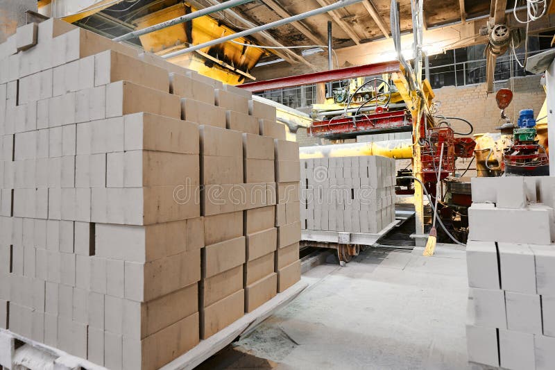 Pack of Raw Bricks Prepared in Modern Plant Workshop Stock Photo ...