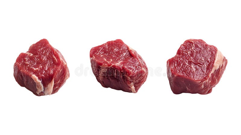 Pack of Raw Meat Piece Set Against Transparent Background for Culinary ...