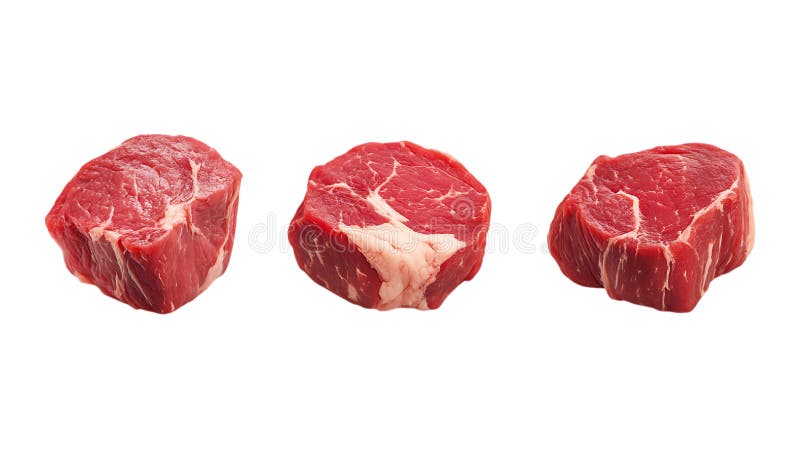 Pack of Raw Meat Piece Set Against Transparent Background for Culinary ...