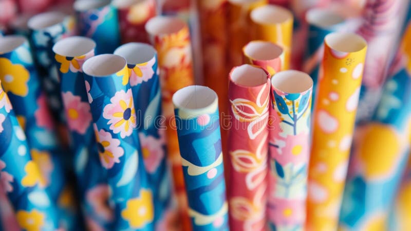A Pack of Recycled Paper Straws Featuring Fun Patterns and Designs ...
