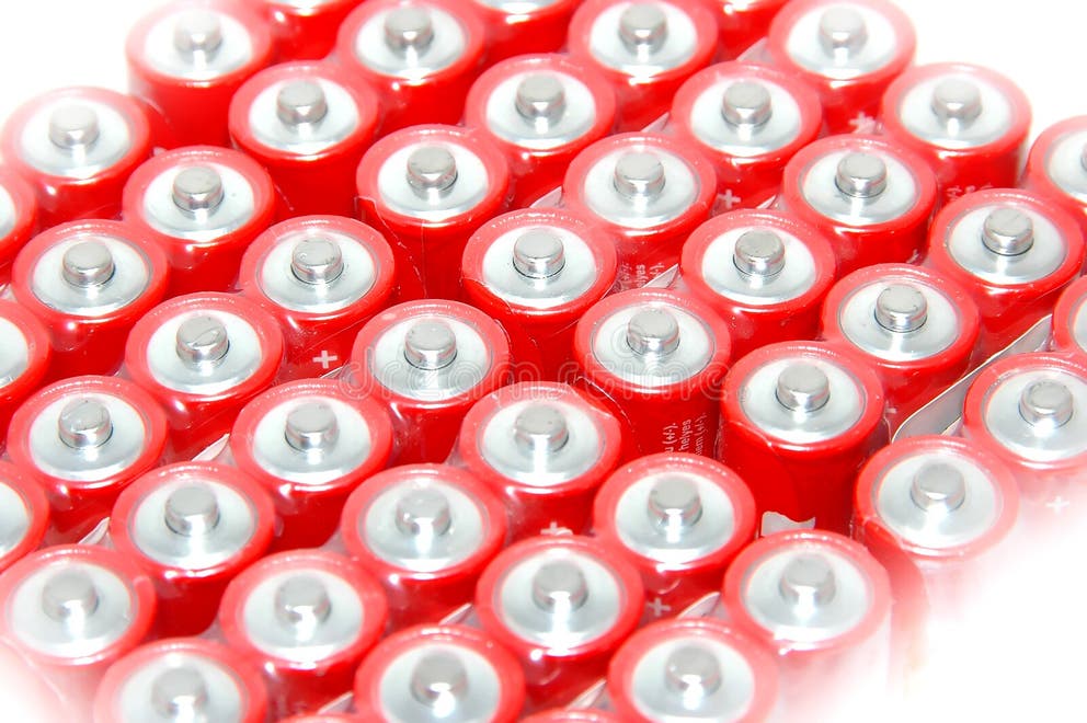 Pack of red batteries stock photo. Image of bunch, electric - 3000024
