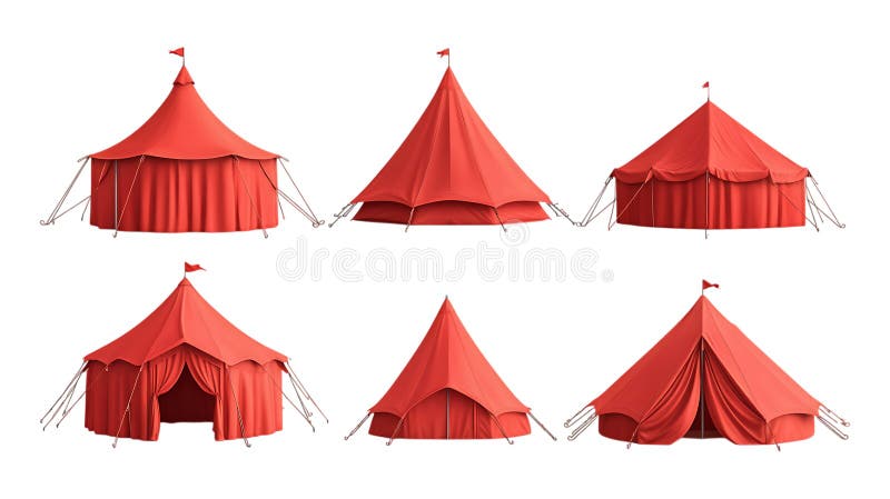 Pack of Red Bell Tent on Transparent Background Stock Illustration ...