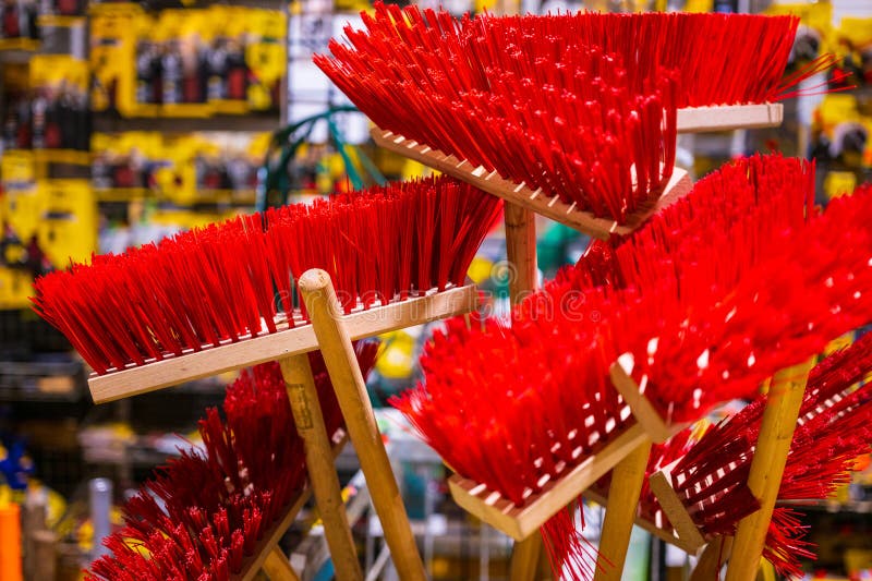 A Pack of Red Brushes in a Shop.. Stock Photo - Image of group, closeup ...
