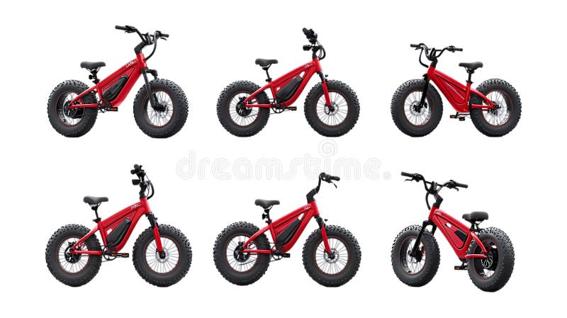 Pack of Red Fat Bike on Transparent Background Stock Illustration ...