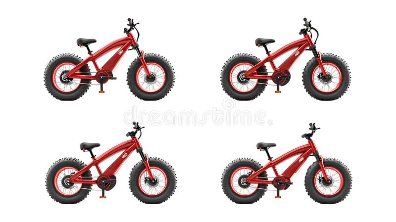 Pack of Red Fat Bike on Transparent Background Stock Illustration ...