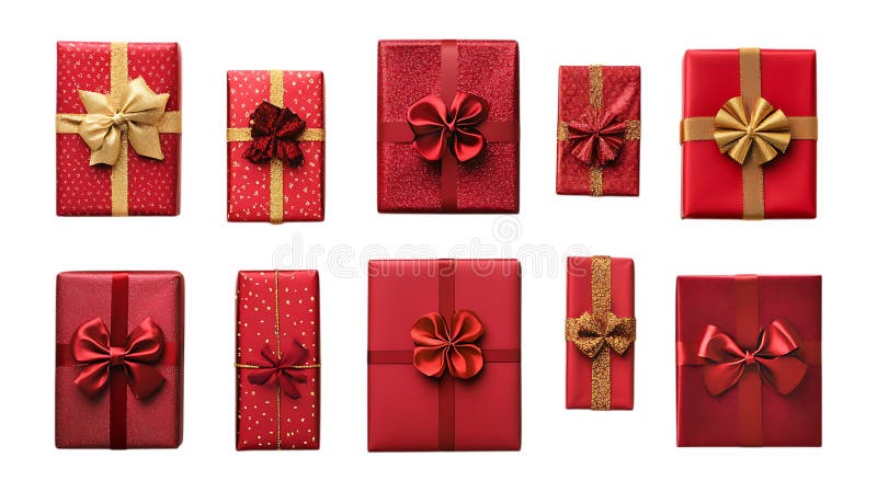 Pack of Red Gift Box on Transparent Background Stock Illustration ...