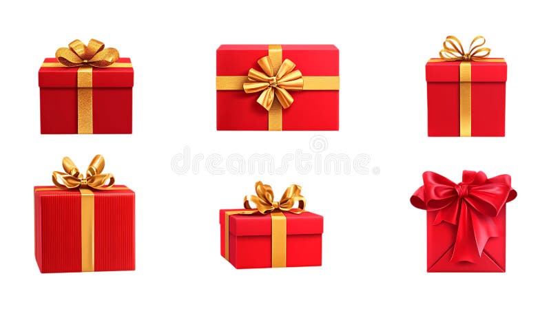 Pack of Red Gift Box on Transparent Background Stock Illustration ...