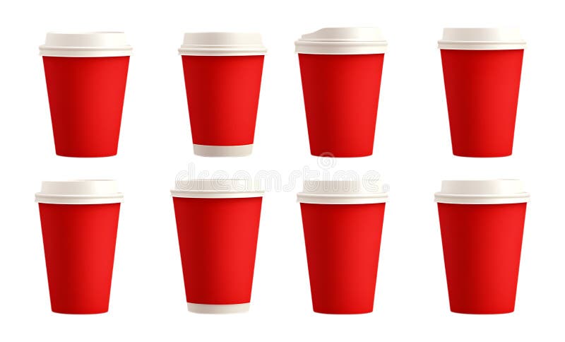 Pack of Red Paper Cup on Transparent Background Stock Illustration ...
