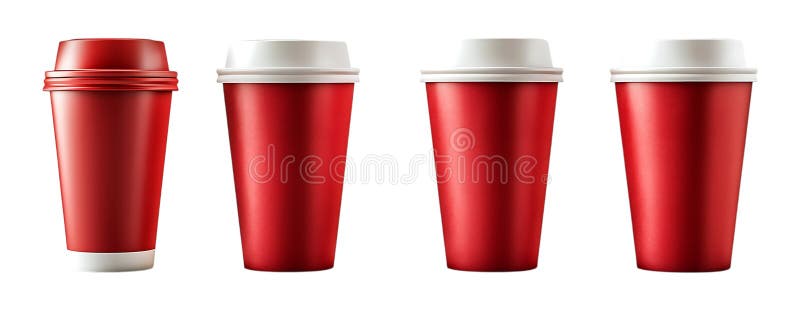 Pack of Red Paper Cup on Transparent Background Stock Illustration ...