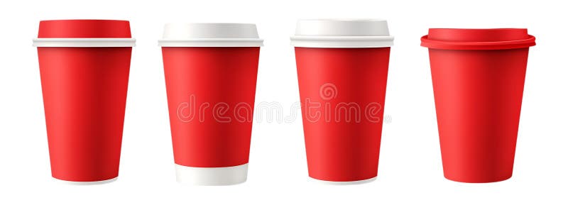 Pack of Red Paper Cup on Transparent Background Stock Illustration ...