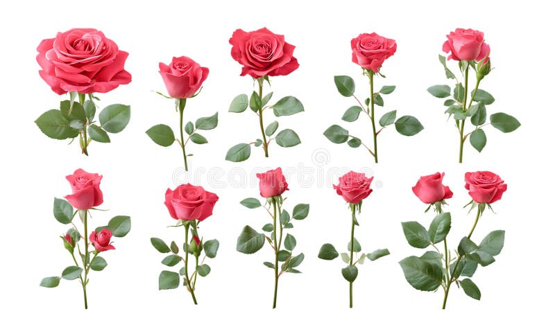 Pack of Red Rose on Transparent Background Stock Illustration ...