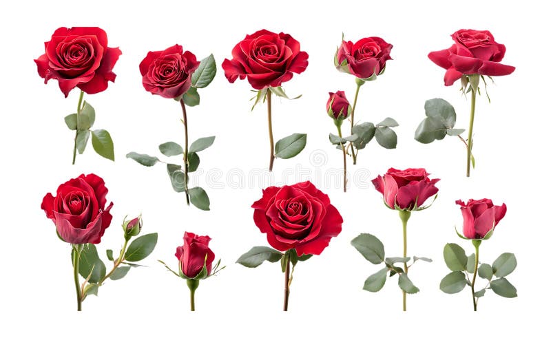 Pack of Red Rose on Transparent Background Stock Illustration ...