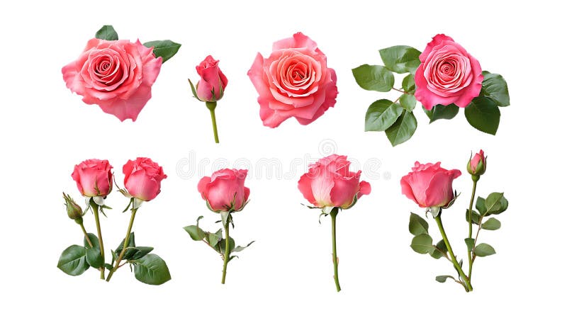 Pack of Red Rose on Transparent Background Stock Illustration ...