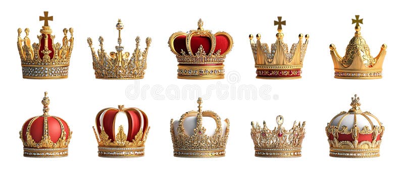 Pack of Regal Crown on Transparent Background Stock Illustration ...