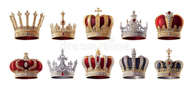 Pack of Regal Crown on Transparent Background Stock Illustration ...