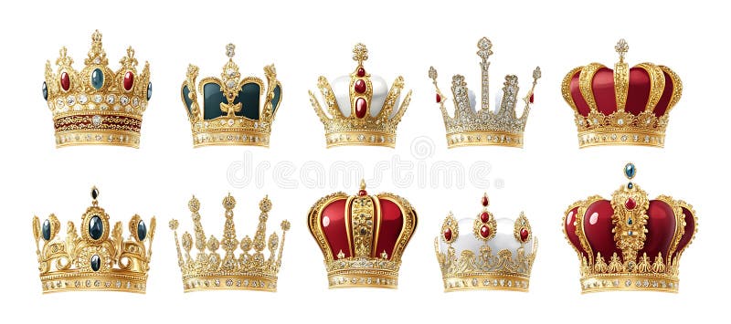 Pack of Regal Crown on Transparent Background Stock Illustration ...