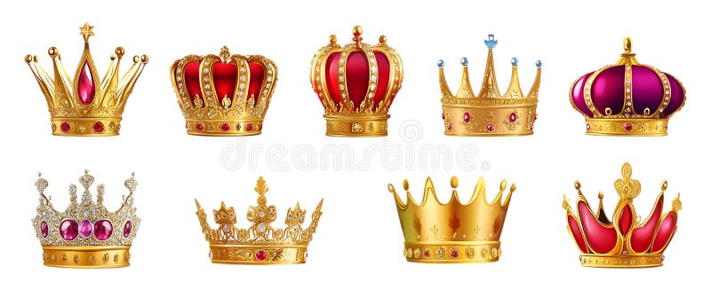 Pack of Regal Crown on Transparent Background Stock Illustration ...