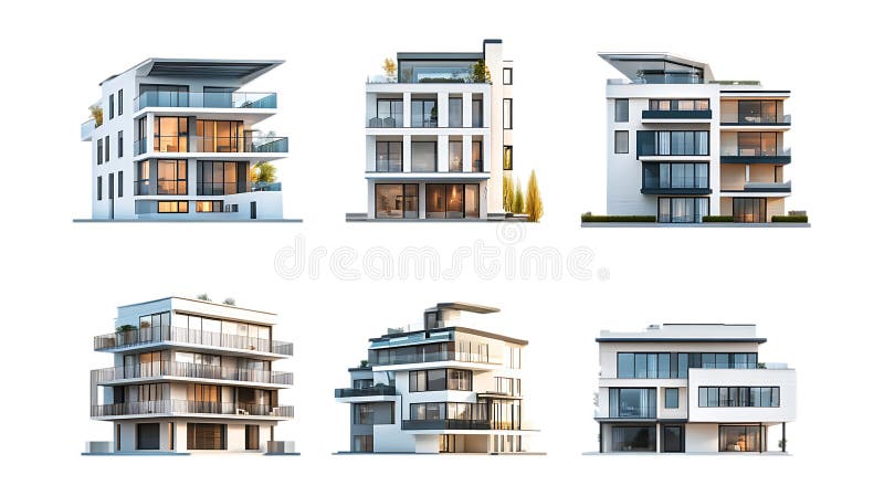 Pack of Residential Building on Transparent Background Stock ...