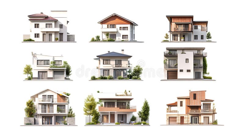 Pack of Residential Building on Transparent Background Stock ...