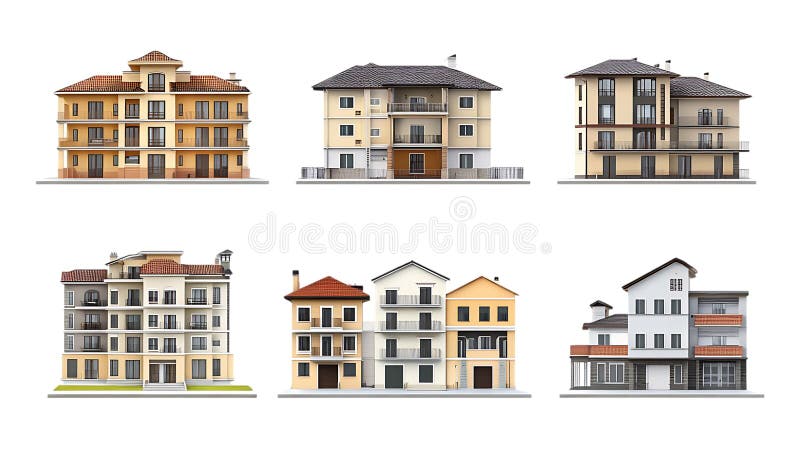 Pack of Residential Building on Transparent Background Stock ...