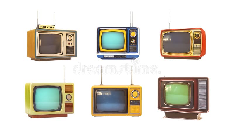 Pack of Retro TV on Transparent Background Stock Illustration ...
