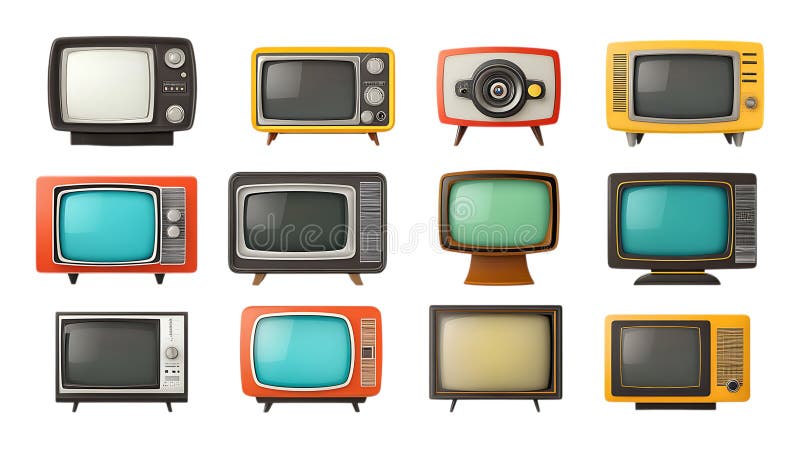 Pack of Retro TV on Transparent Background Stock Illustration ...