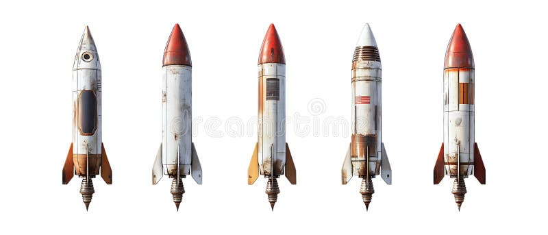Pack of Rocket Set Against Transparent Background for Science, Space ...