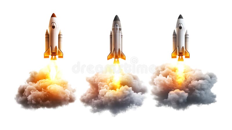 Pack of Rocket Set Against Transparent Background for Science, Space, or Toy Projects Stock ...